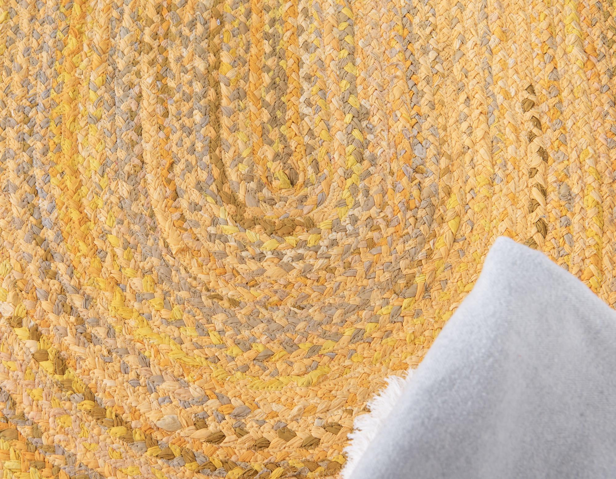 Yellow Orange 3' 3 x 5' 1 Hand Braided Chindi Oval Rug | Rugs.com
