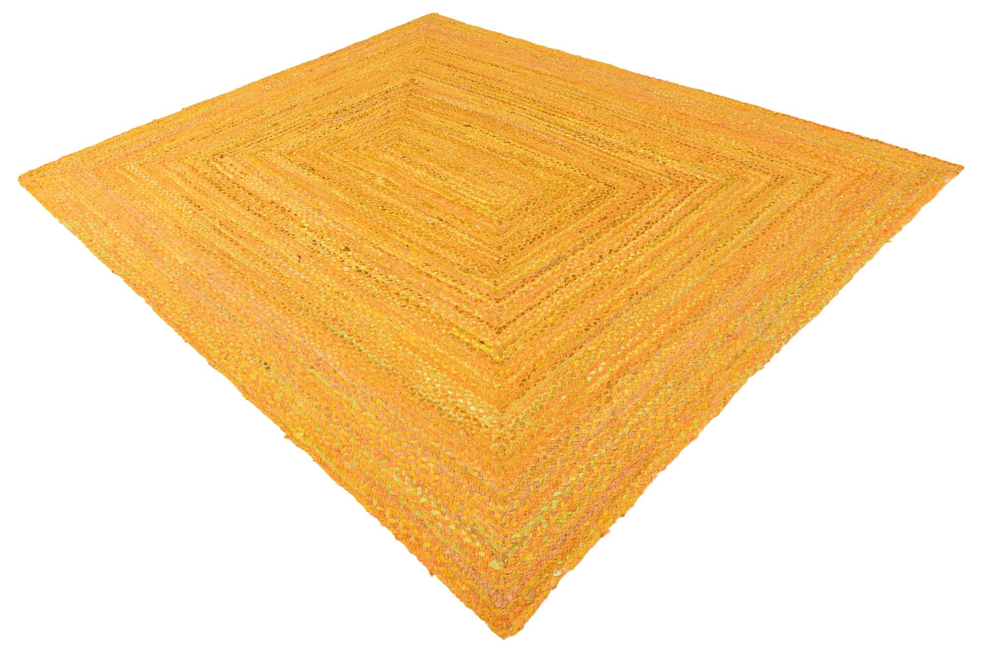 Yellow Orange 8' x 10' Hand Braided Chindi Rug | Rugs.com