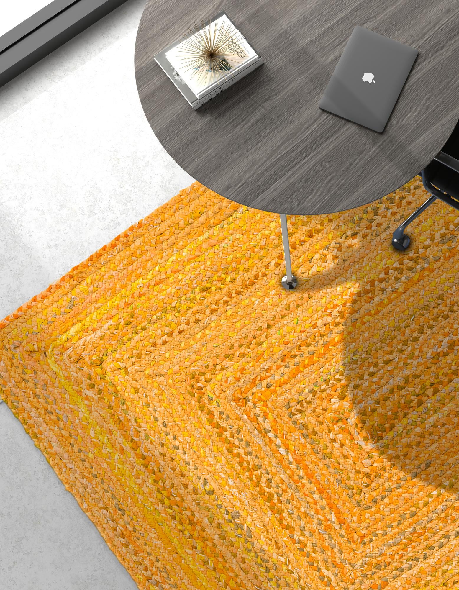 Yellow Orange 8' x 10' Hand Braided Chindi Rug | Rugs.com