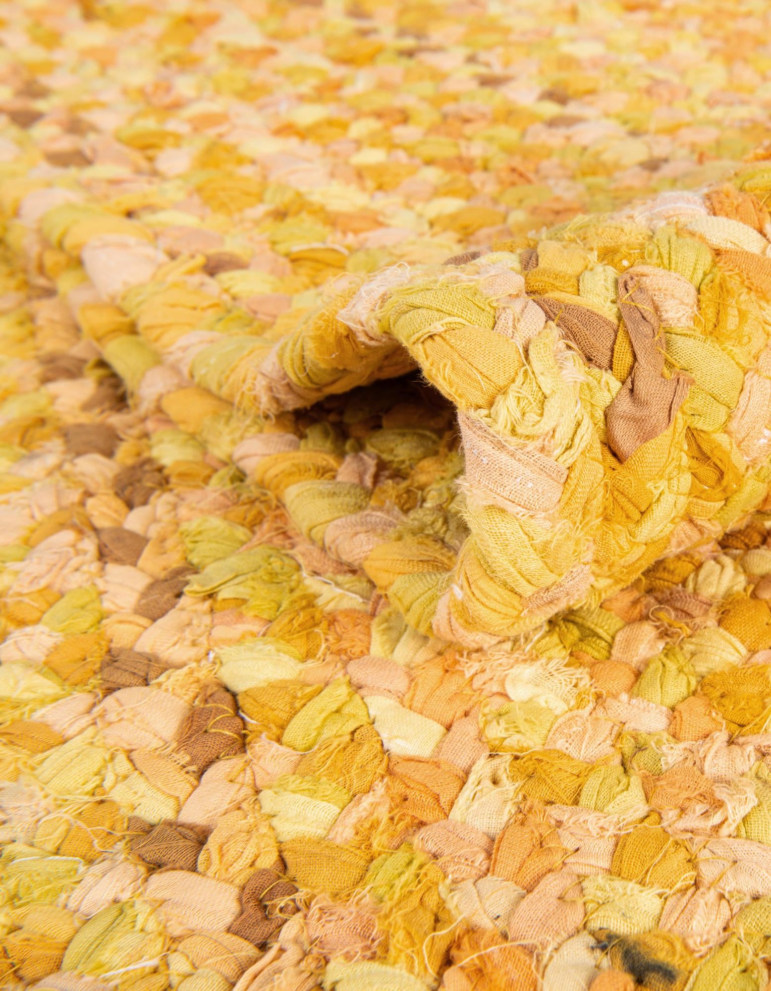 Yellow Orange 8' x 10' Hand Braided Chindi Rug | Rugs.com