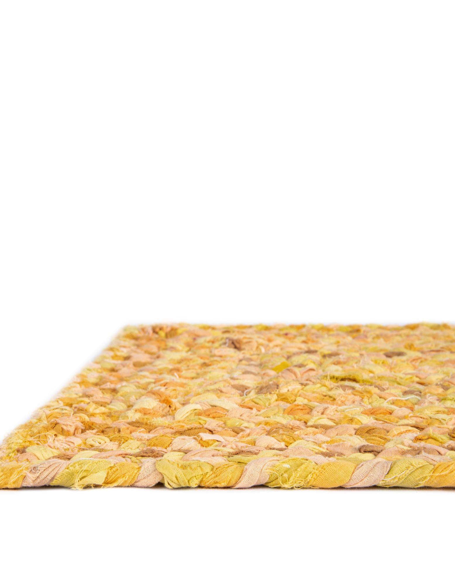 Yellow Orange 8' x 10' Hand Braided Chindi Rug | Rugs.com