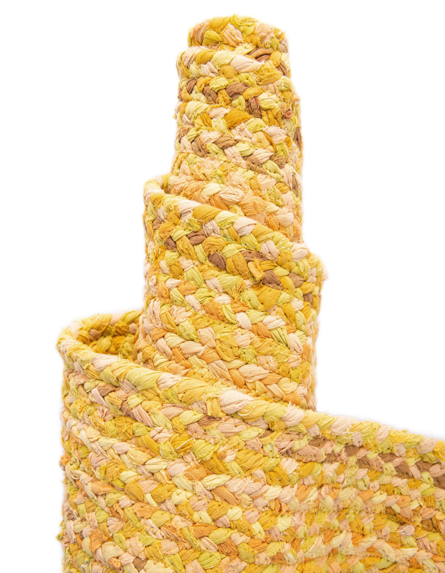 Yellow Orange 8' x 10' Hand Braided Chindi Rug | Rugs.com