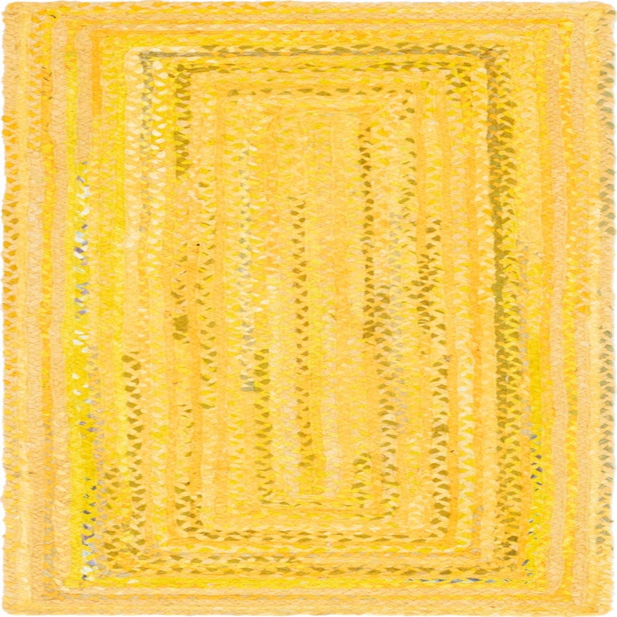 Yellow Orange 2' x 5' Hand Braided Chindi Runner Rug | Rugs.com