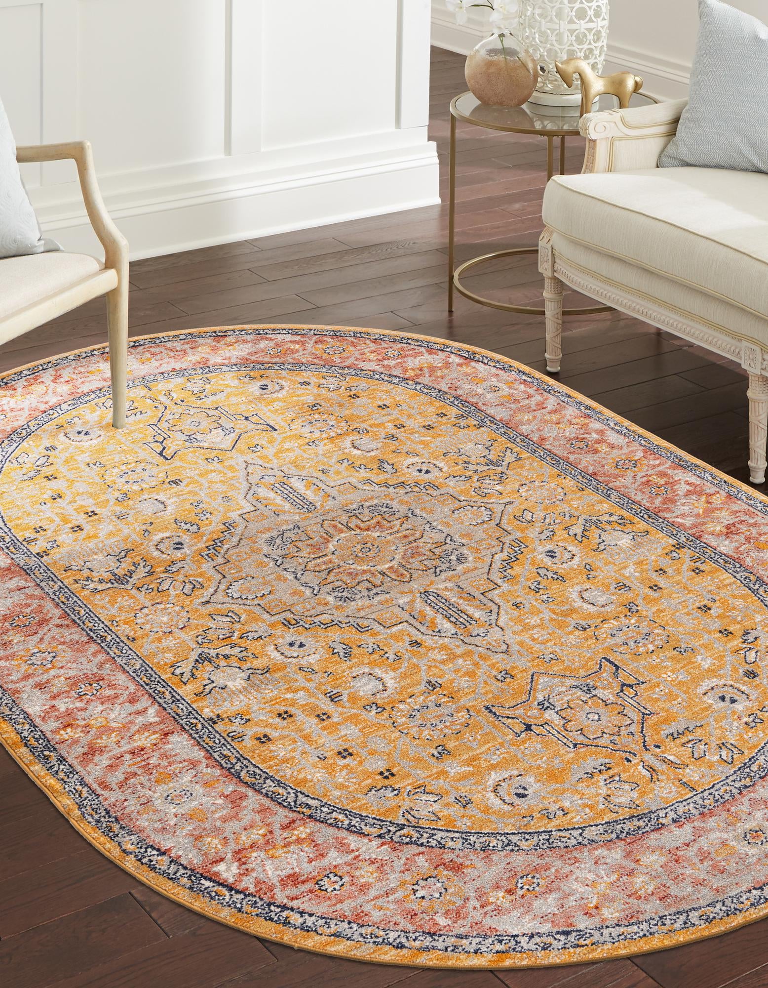 Yellow 7' 10 x 10' 2 Lola Oval Rug | Rugs.com