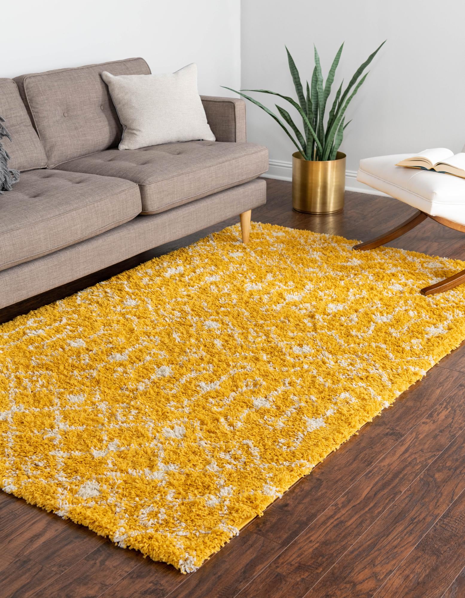 Yellow 5' 3 x 8' Moroccan Trellis Shag Rug | Rugs.com