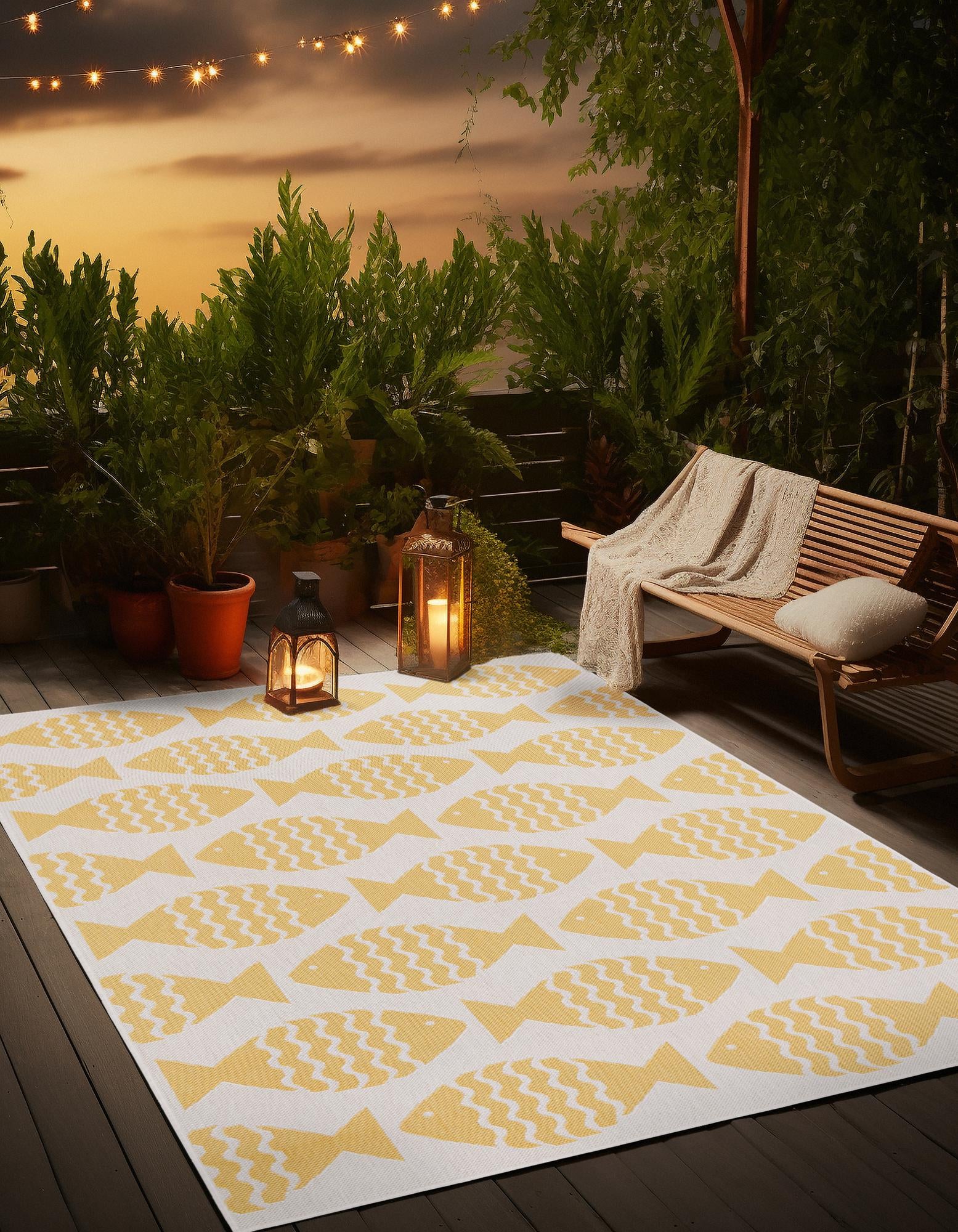 Yellow 7' 10 x 10' Coastal Indoor / Outdoor Rug | Rugs.com