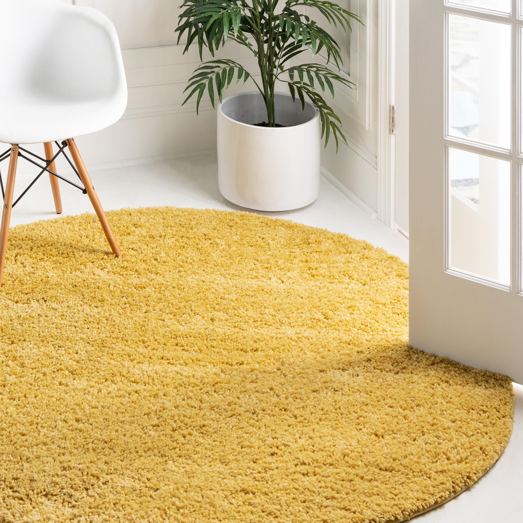 Yellow 4' x 4' Everyday Shag Round Rug | Rugs.com