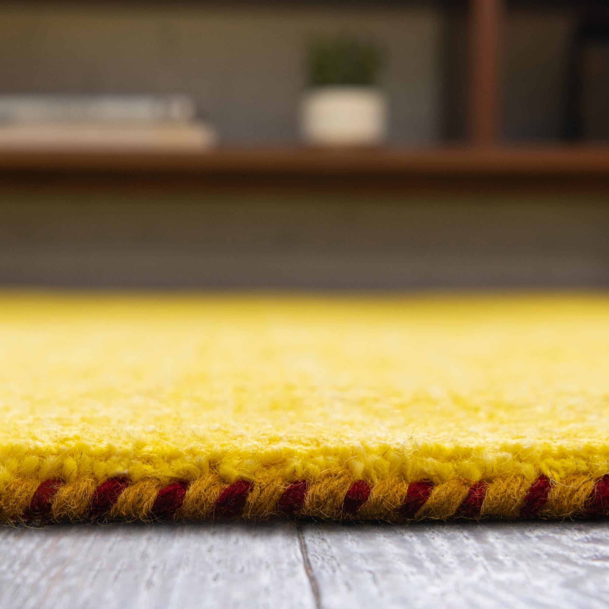 Yellow 9' 10 x 9' 10 Hand Knotted Solid Gabbeh Wool Round Rug | Rugs.com