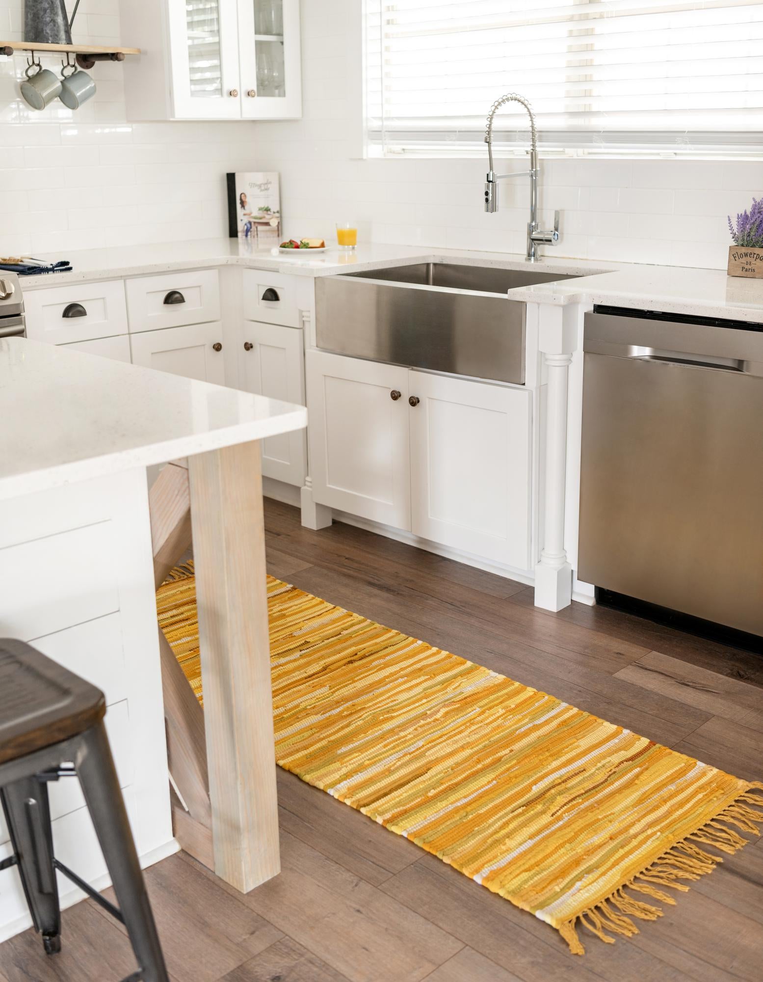 Yellow 2' 7 x 9' 10 Hand Woven Chindi Cotton Runner Rug | Rugs.com