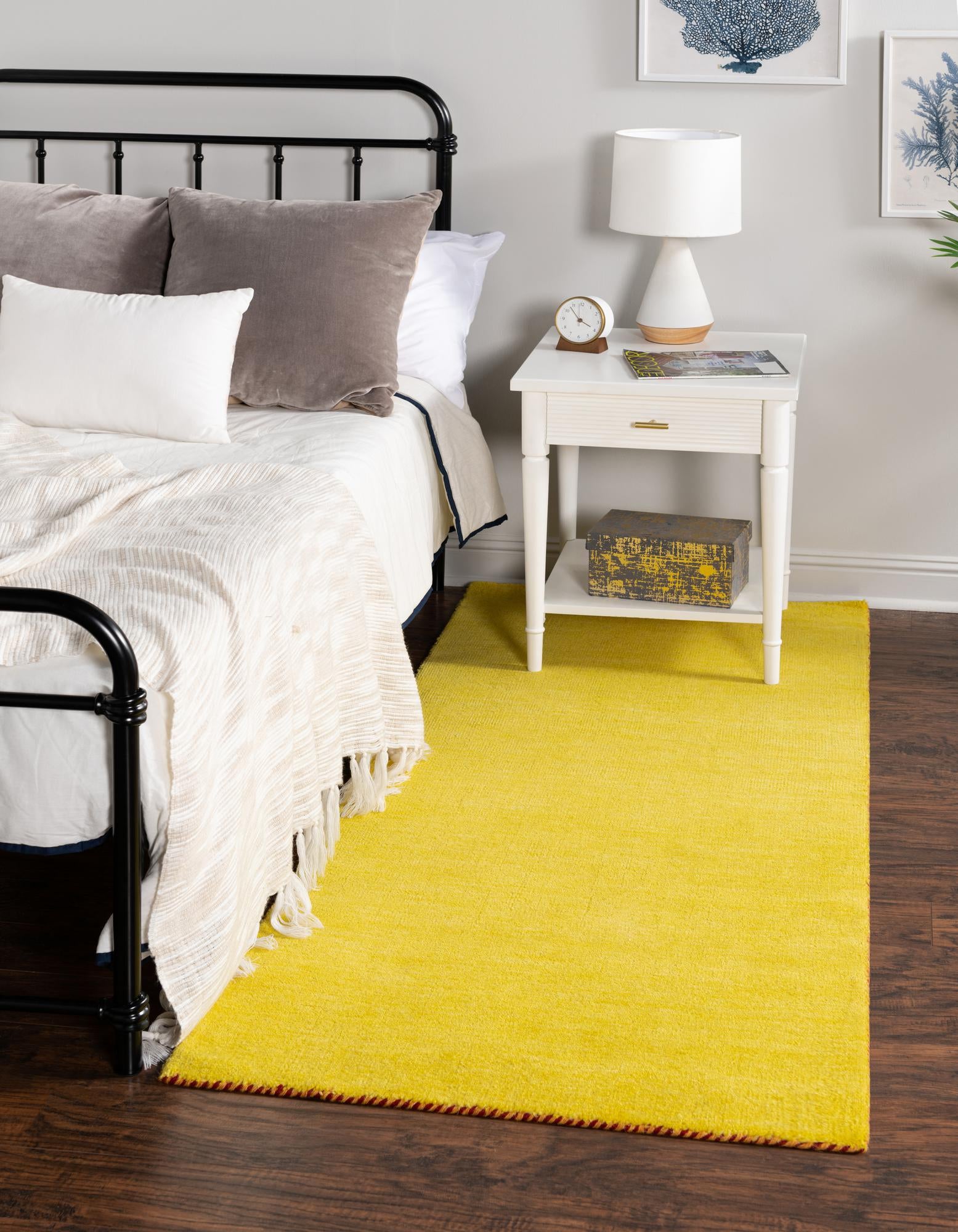 Blue 2' 7 x 6' 7 Solid Gabbeh Wool Runner Rug | Rugs.com