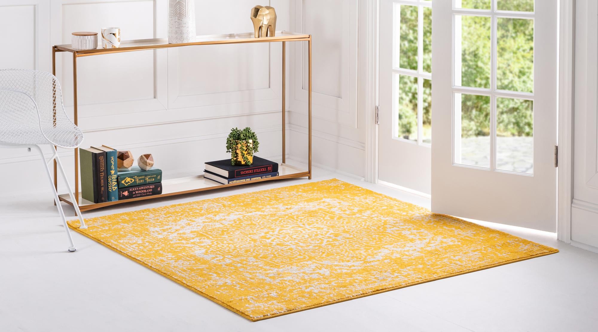 Yellow 7' 10 x 7' 10 Arlington Square Rug | Rugs.com