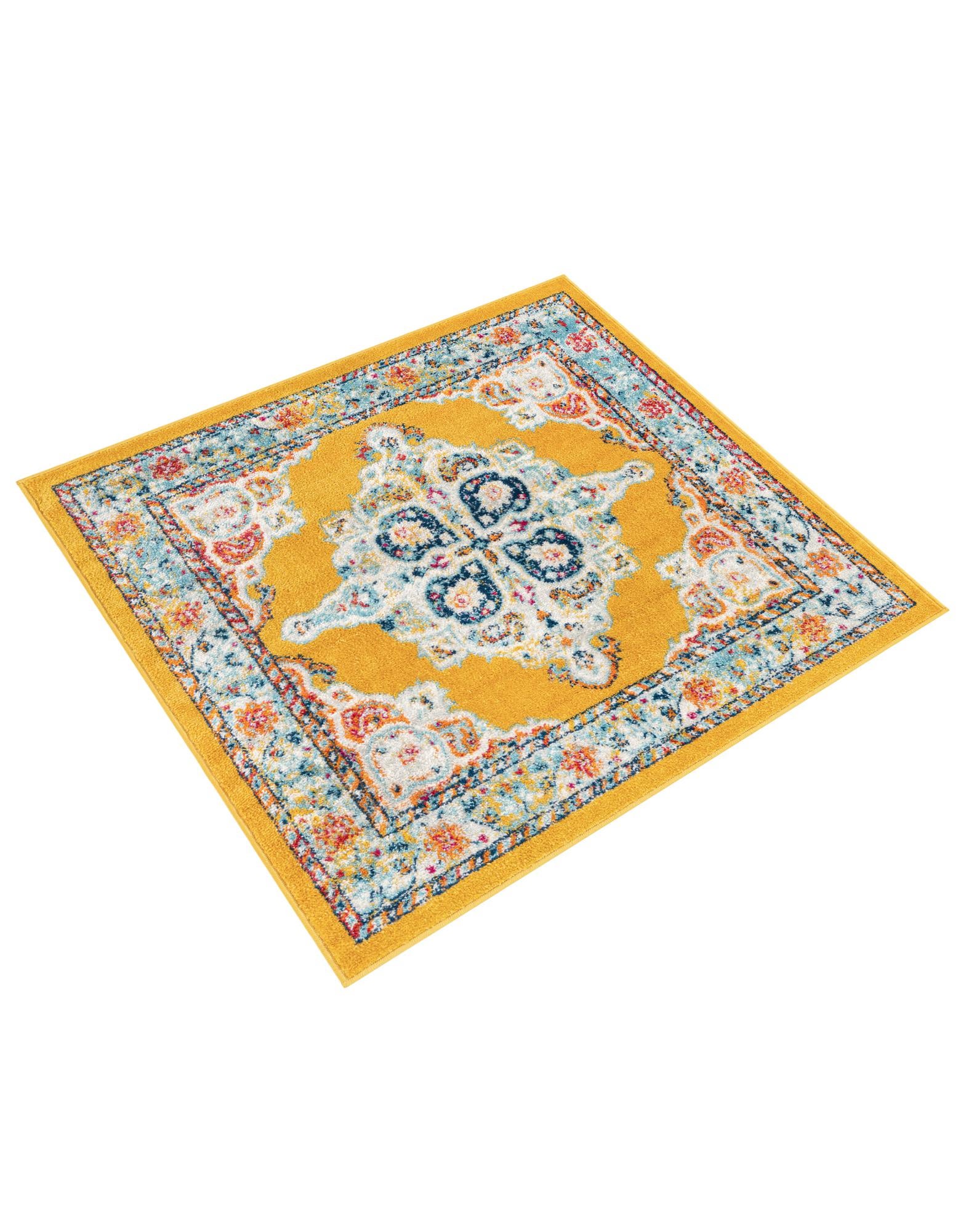 Yellow 4' x 4' Parker Square Rug | Rugs.com